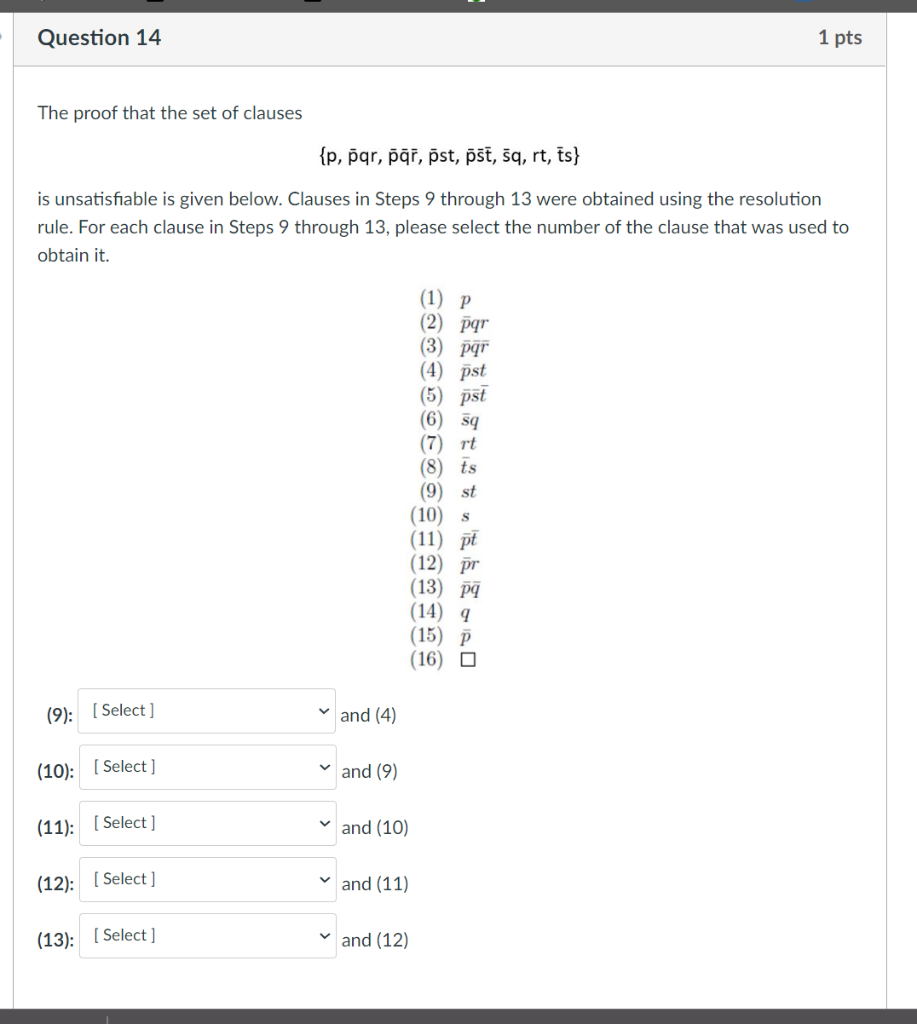 Solved The proof that the set of clauses | Chegg.com