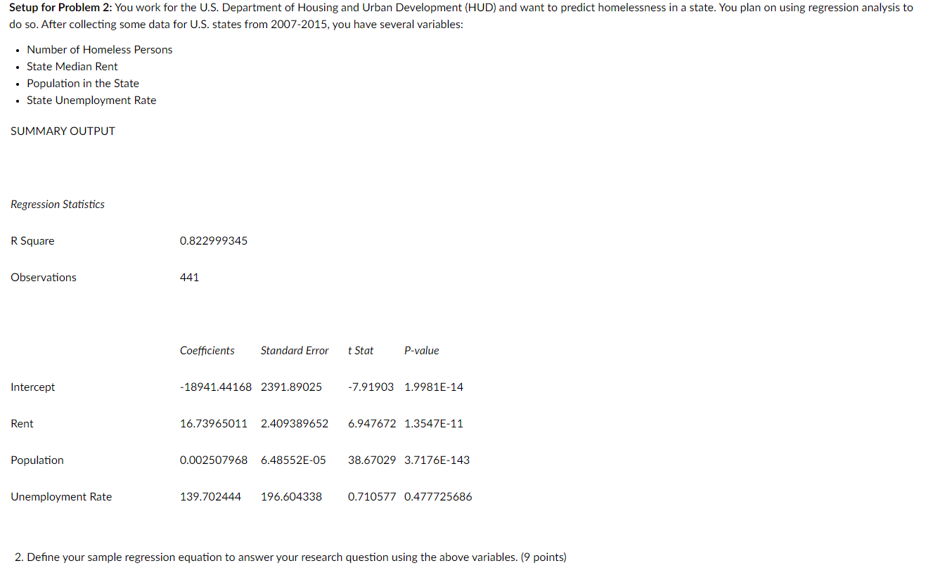 Solved Setup for Problem 2: You work for the U.S. Department | Chegg.com