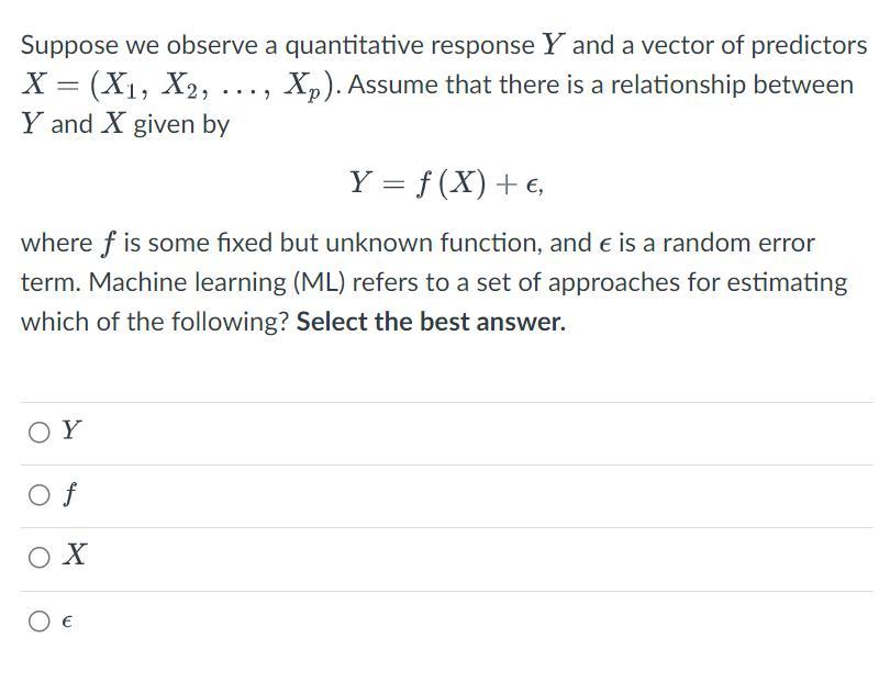 Solved Suppose we observe a quantitative response Y and a | Chegg.com