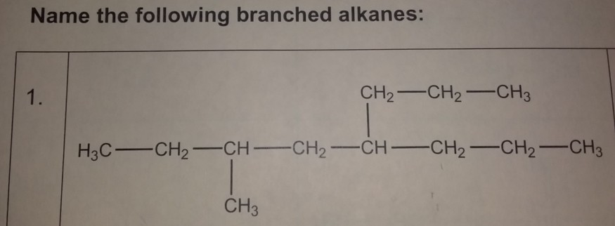Solved Name the following branched alkanes: 1. CH2-CH2ー_CH3 | Chegg.com
