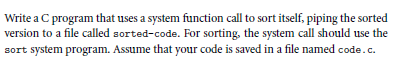 Solved Write a C program that uses a system function call to | Chegg.com
