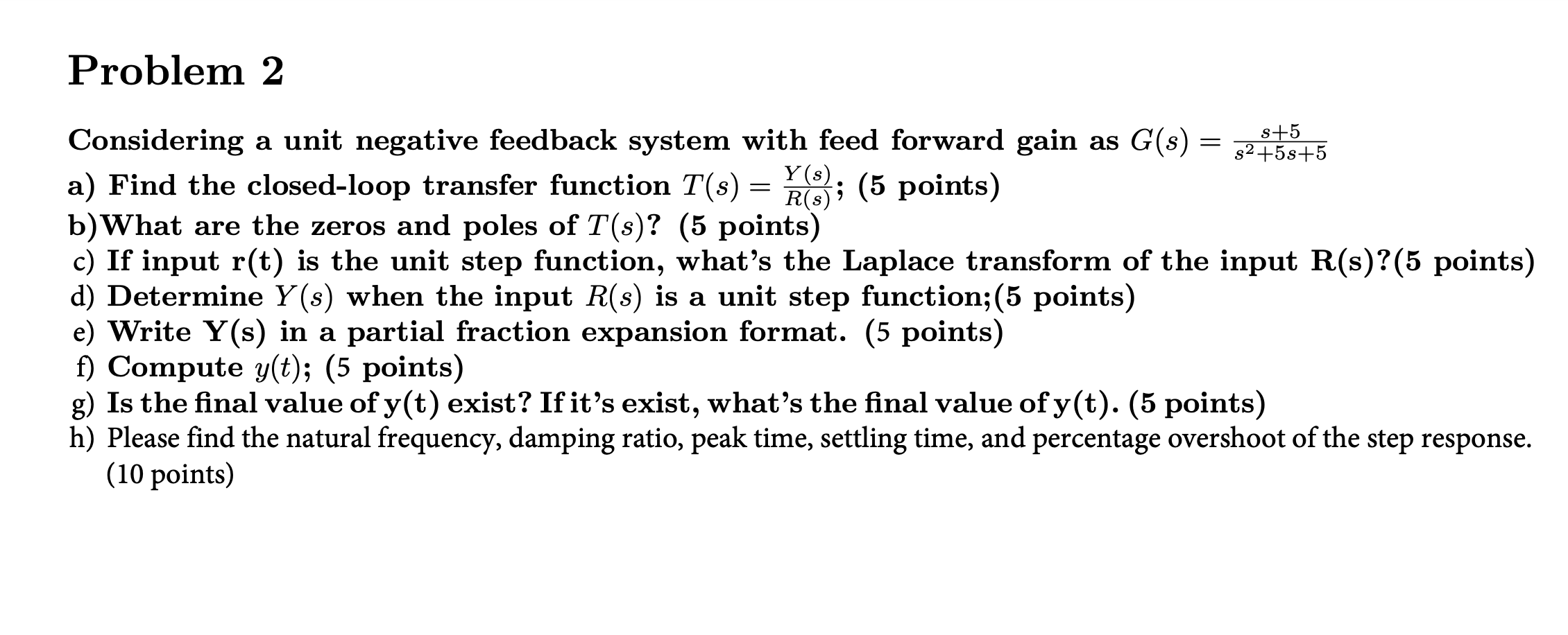 Solved Considering a unit negative feedback system with feed | Chegg.com