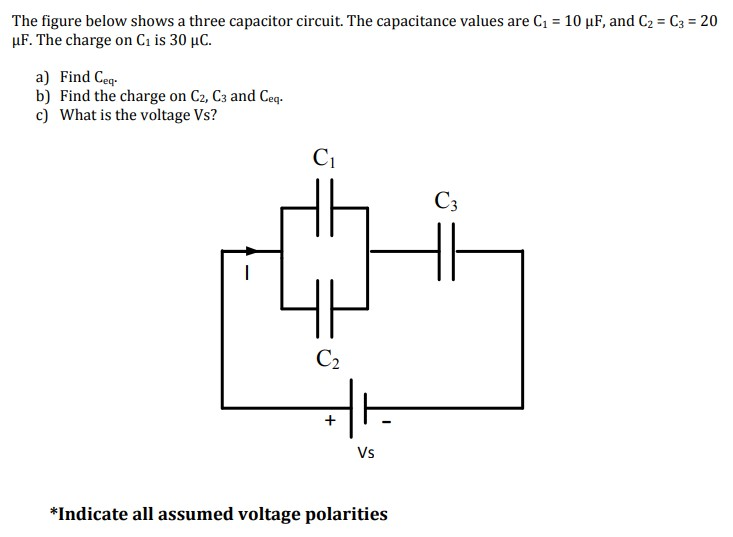 Solved The figure below shows a three capacitor circuit. The | Chegg.com