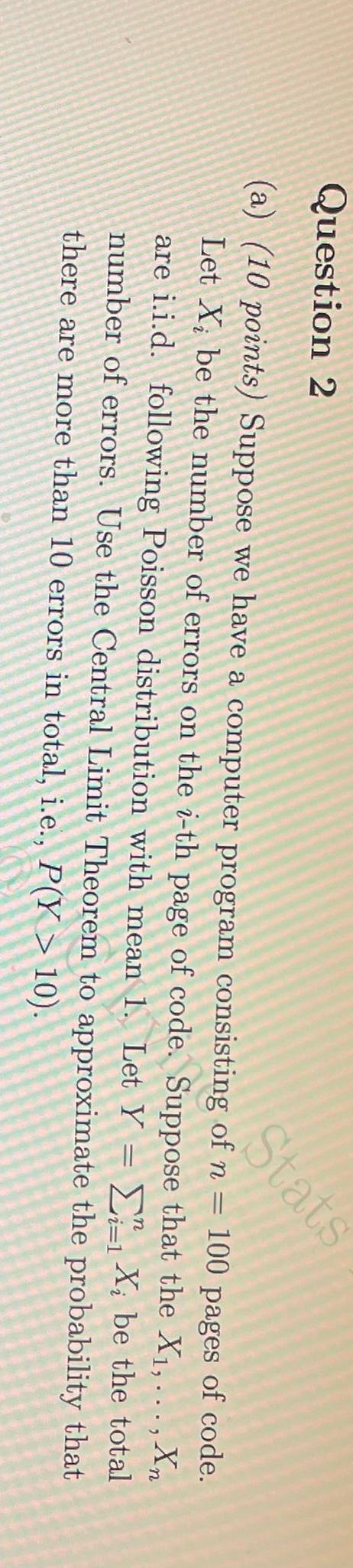 Solved (a) (10 points) Suppose we have a computer program | Chegg.com