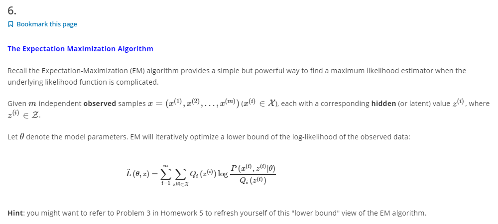 Solved Bookmark this page The Expectation Maximization | Chegg.com