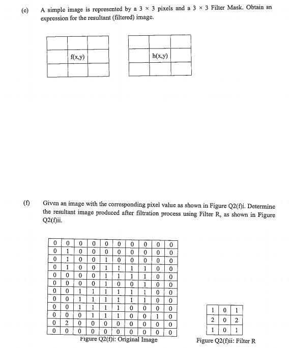 (e) A simple image is represented by a 3 x 3 pixels | Chegg.com