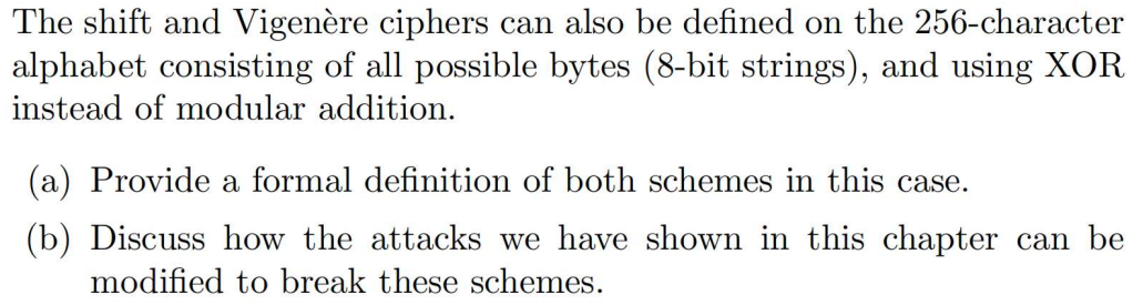 Solved The shift and Vigenère ciphers can also be defined on | Chegg.com