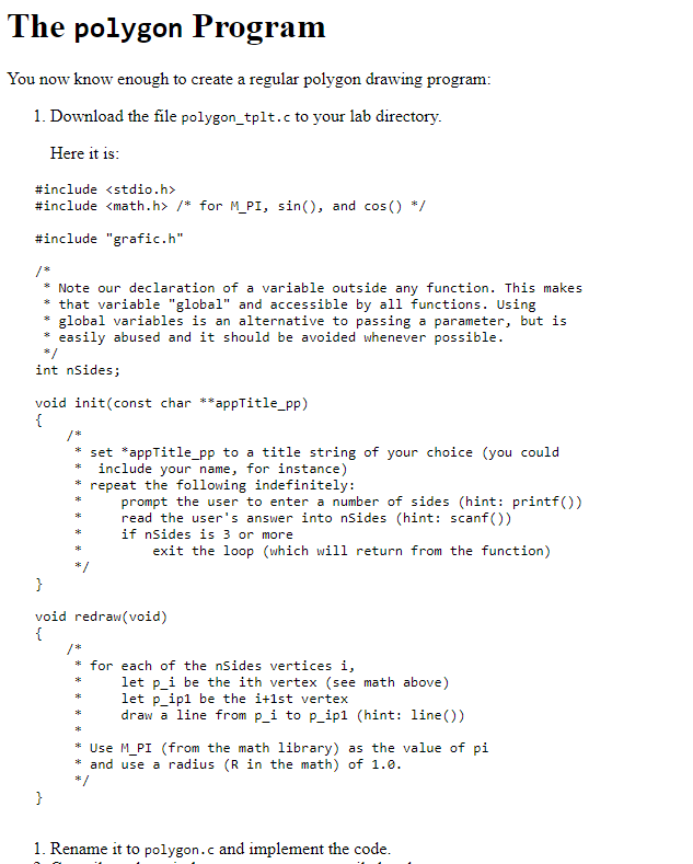 The polygon Program You now know enough to create a | Chegg.com