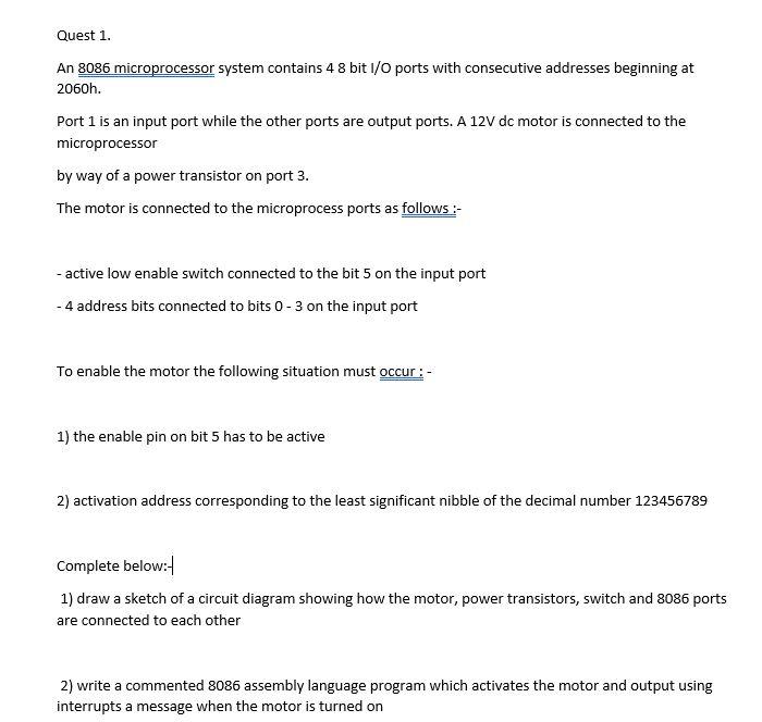 Solved Quest 1. An 8086 microprocessor system contains 48 | Chegg.com