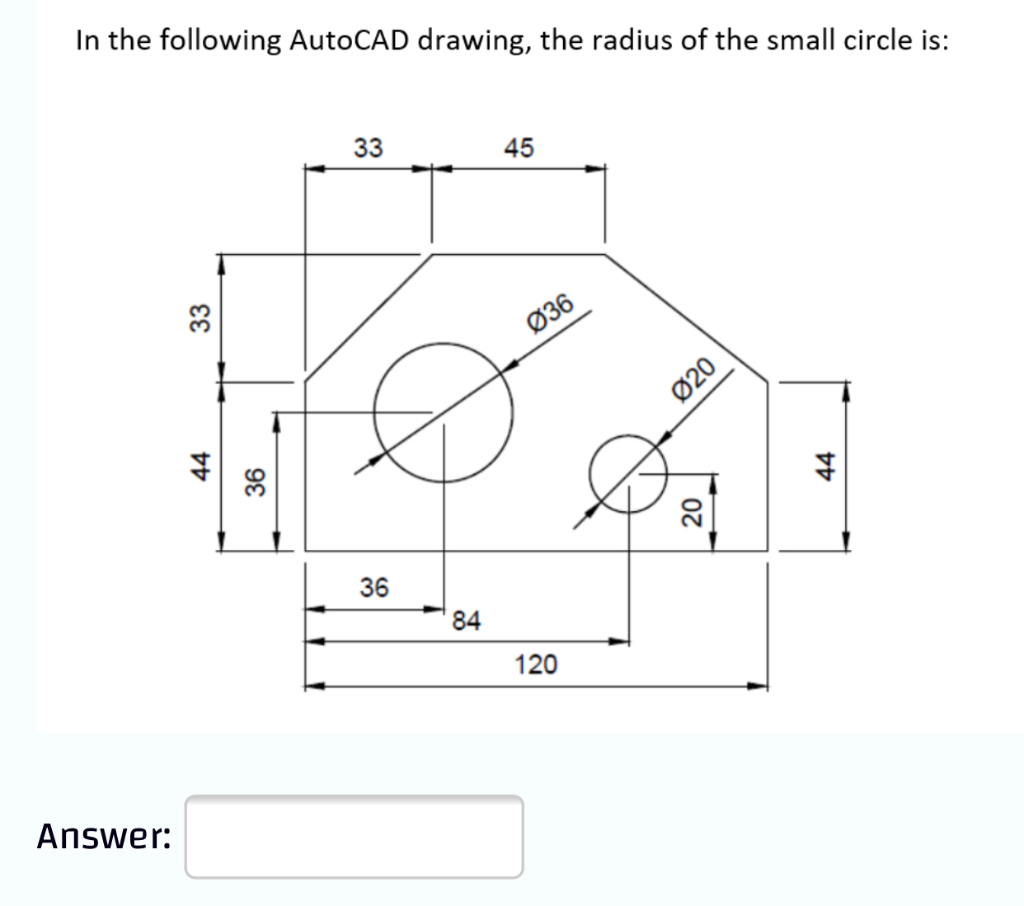 Solved In the following AutoCAD drawing, the radius of the | Chegg.com