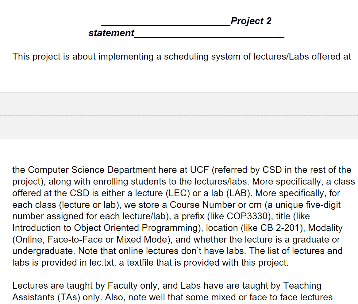 Solved Project 2 statement This project is about | Chegg.com