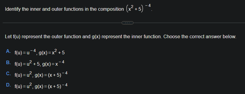 Solved Identify the inner and outer functions in the | Chegg.com