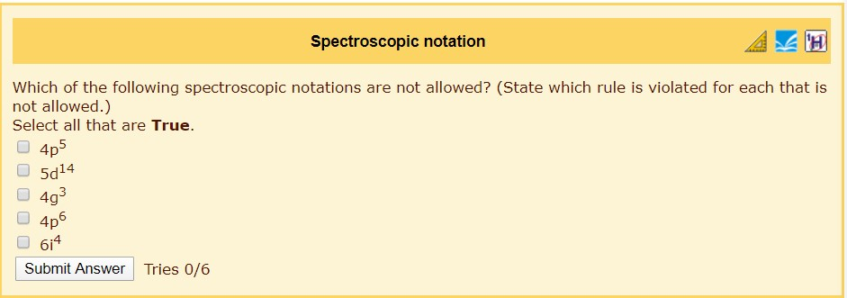 Solved Spectroscopic notation Which of the following | Chegg.com