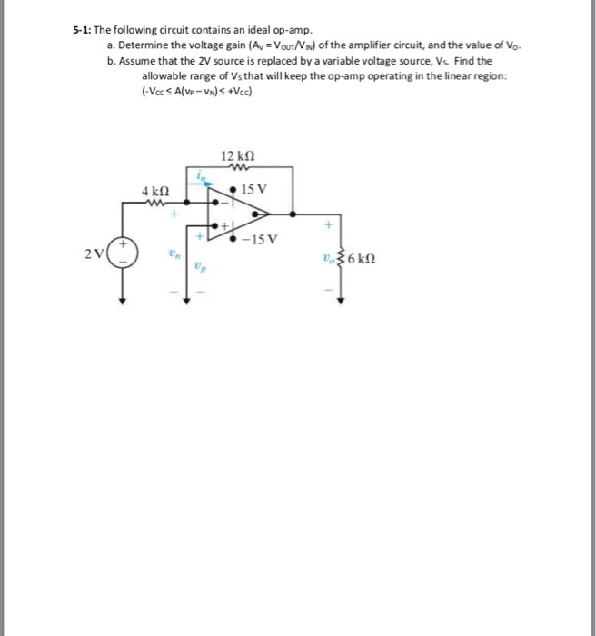 Solved 5-1: The following circuit contains an ideal op-amp. | Chegg.com