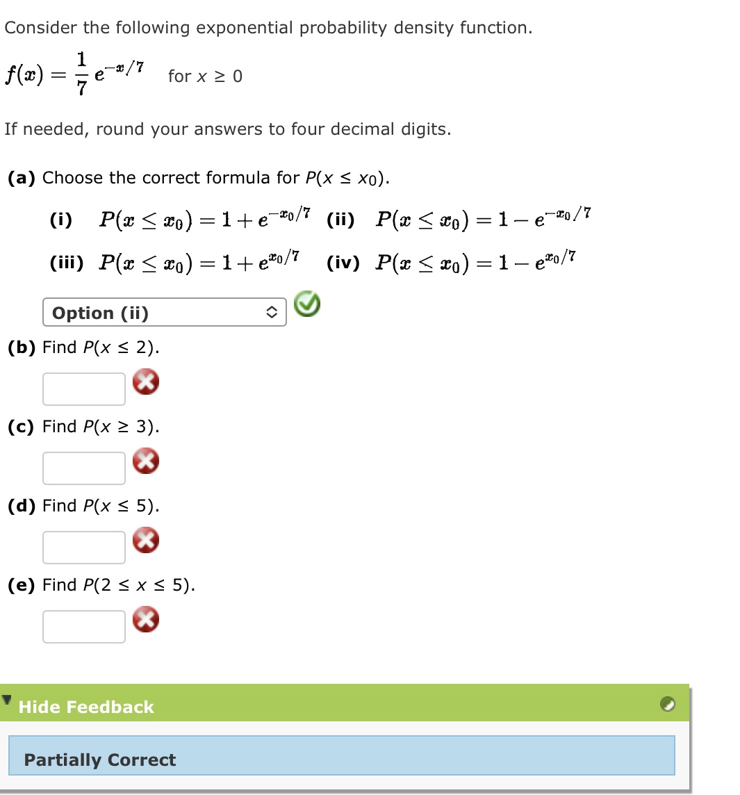 Solved Consider the following exponential probability | Chegg.com