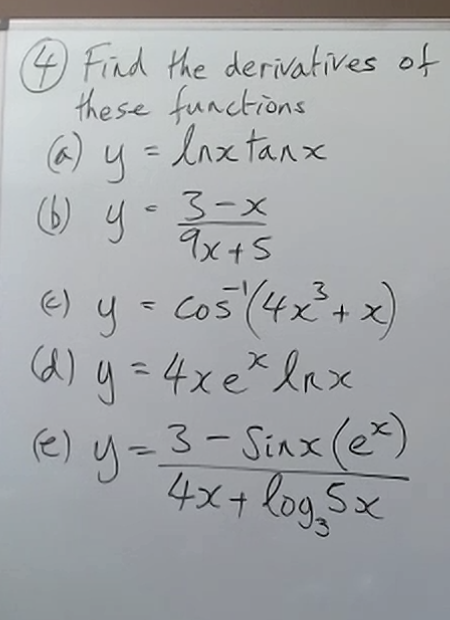 Solved (4) ﻿Find the derivatives ofthese | Chegg.com