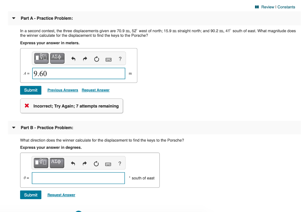 Solved MI Review Constants Part A - Practice Problem: In a | Chegg.com