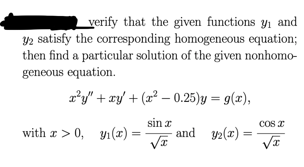 Solved verify that the given functions y1 and y2 satisfy the | Chegg.com