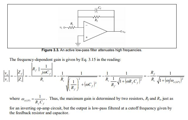 Solved Cr Ri Figure 3.3. An active low-pass filter | Chegg.com