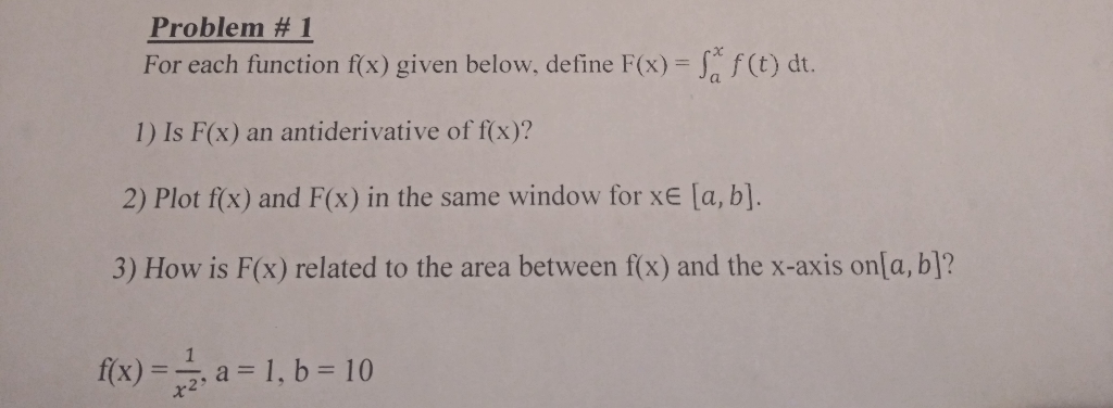 Solved Problem #1 For each function f(x) given below, define | Chegg.com