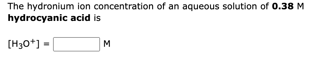 Solved The hydronium ion concentration of an aqueous | Chegg.com