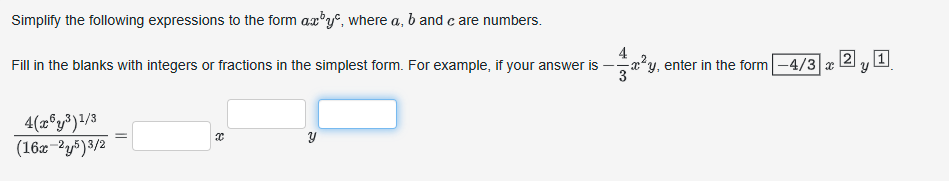 Solved Simplify the following expressions to the form axbyc, | Chegg.com
