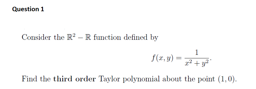 Solved Question 1 Consider the R2 – R function defined by | Chegg.com