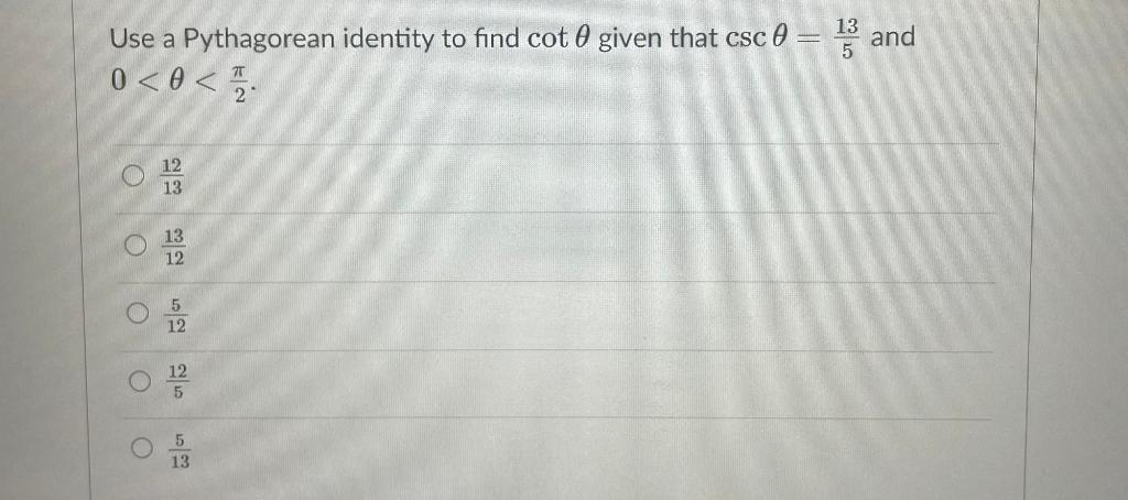 Solved Use a Pythagorean identity to find cot & given that | Chegg.com
