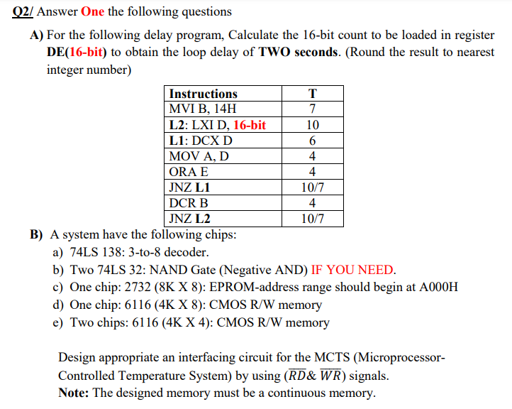 Solved Q2 Answer One The Following Questions A For The 