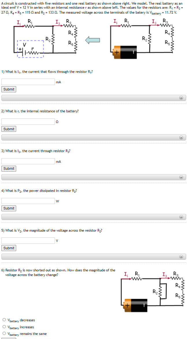 Solved A circuit is constructed with five resistors and one | Chegg.com