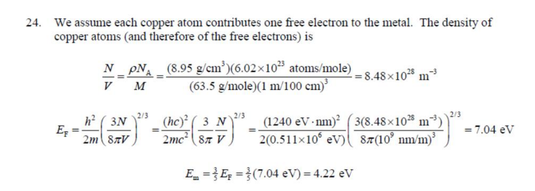 Solved 24. Compute the Fermi energy and the average electron | Chegg.com
