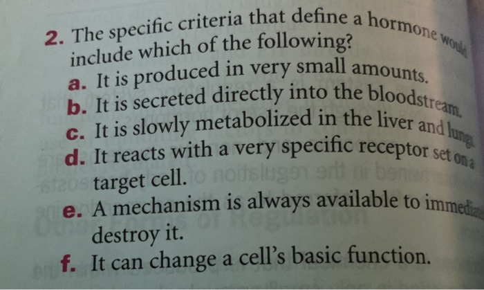 Solved fine a hor 2. The specific criteria that define a | Chegg.com