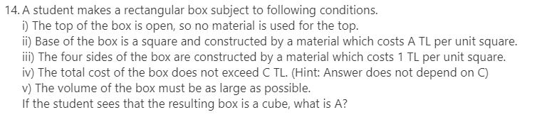 Solved 14. A student makes a rectangular box subject to | Chegg.com