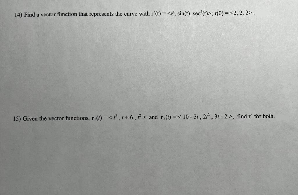 Solved 14) Find a vector function that represents the curve | Chegg.com