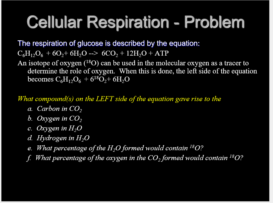 Solved Cellular Respiration - Problem The respiration of | Chegg.com