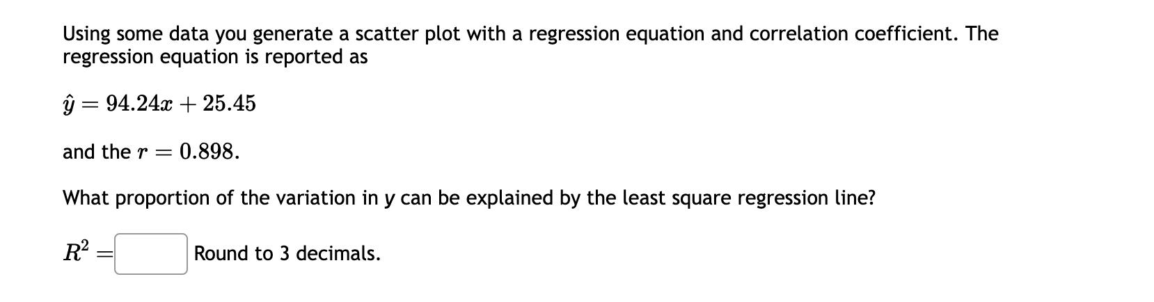 Solved Using some data you generate a scatter plot with a | Chegg.com