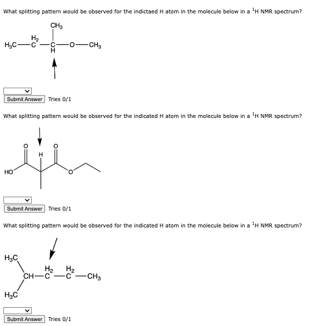 Solved What splitting pattern would be observed for the | Chegg.com