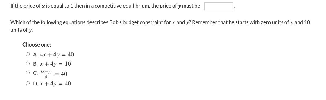 Solved Bob and Jane live in a simple exchange economy with | Chegg.com