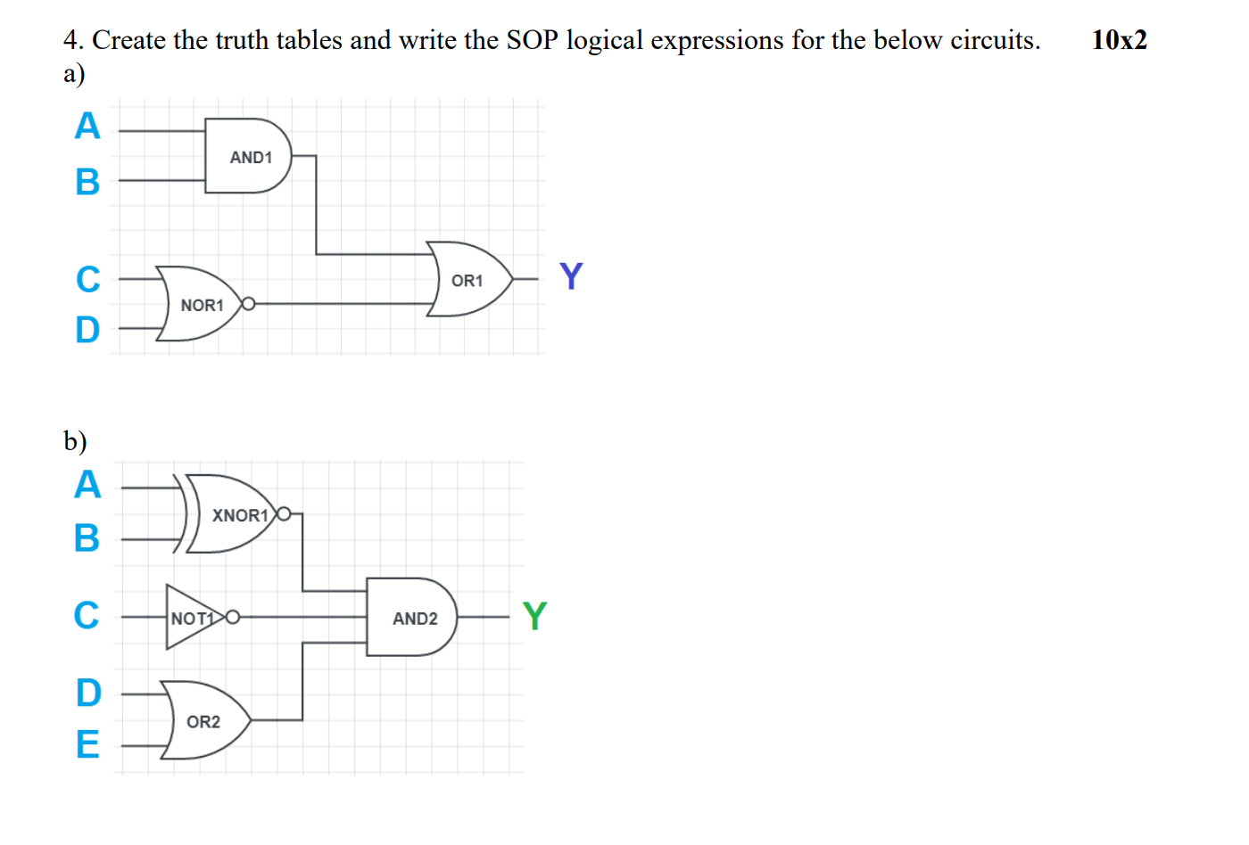 Solved 4. Create the truth tables and write the SOP logical | Chegg.com