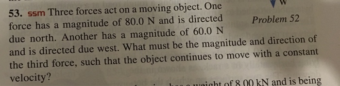 Solved 53 Ssm Three Forces Act On A Moving Object One
