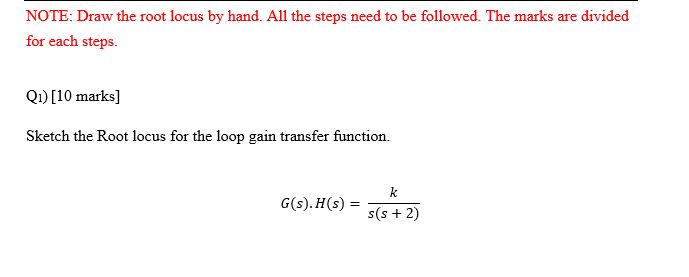 Solved NOTE: Draw the root locus by hand. All the steps need | Chegg.com