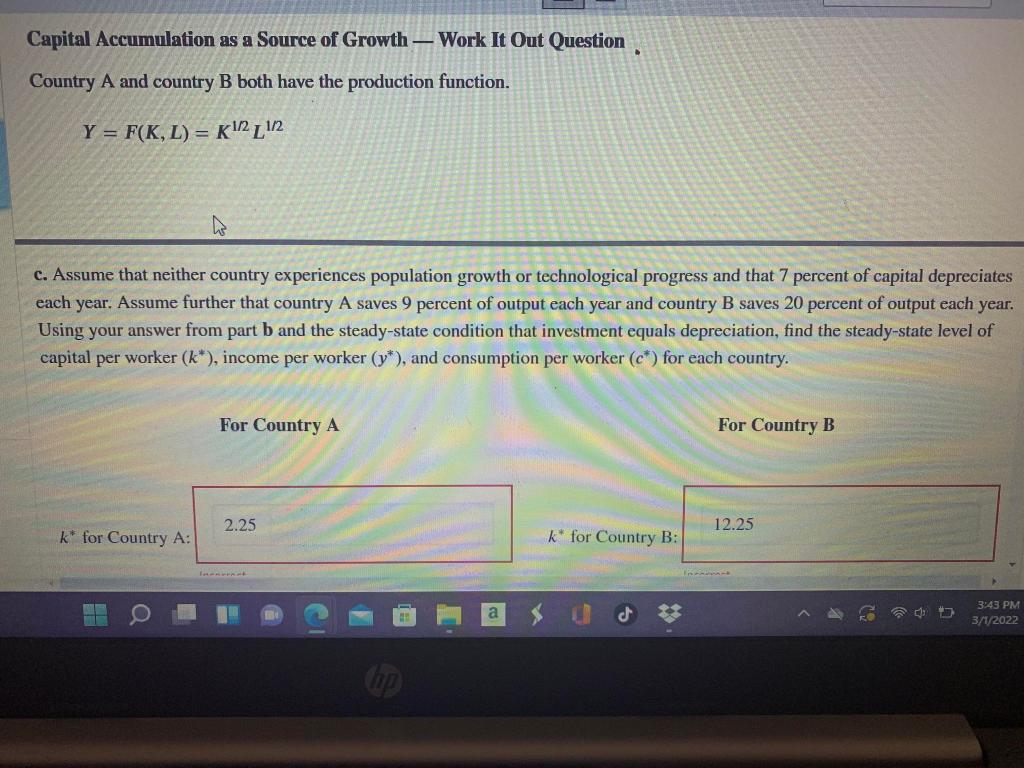 Solved Capital Accumulation as a Source of Growth — Work It | Chegg.com
