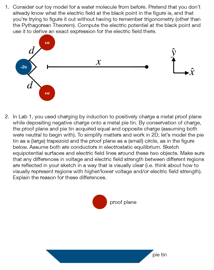 Solved 1. Consider our toy model for a water molecule from | Chegg.com