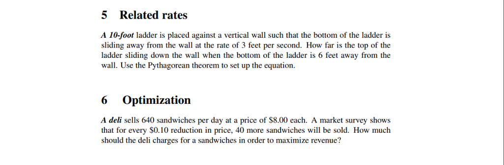 Solved Math 062 - Related rates & Optimization Please | Chegg.com