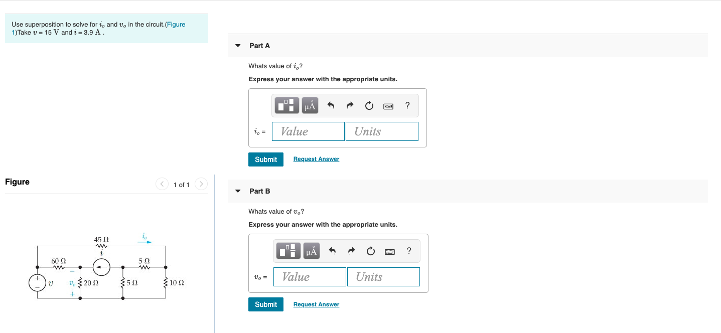 Solved Use superposition to solve for io and vo in the | Chegg.com