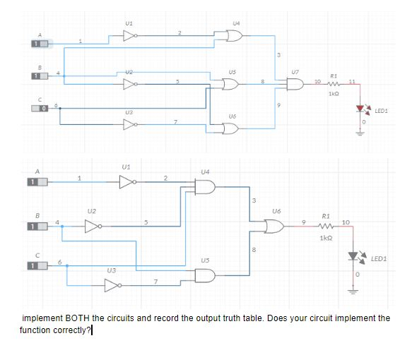 Solved implement BOTH the circuits and record the output | Chegg.com