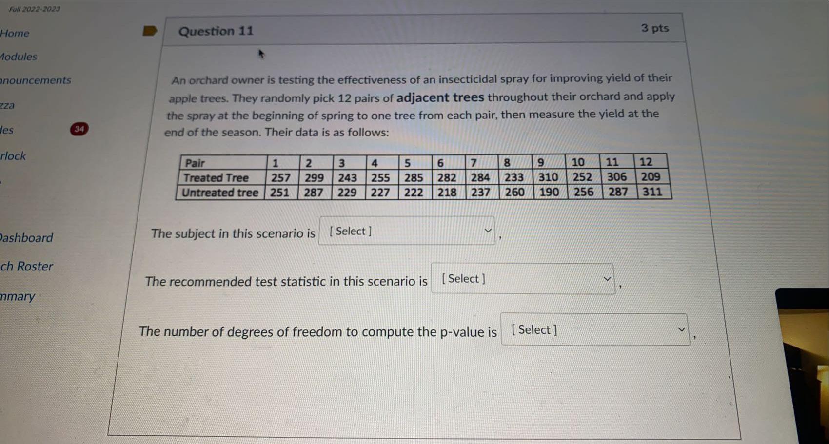 Solved An orchard owner is testing the effectiveness of an | Chegg.com