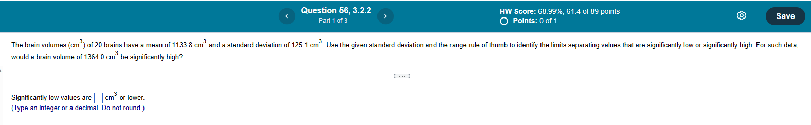 Solved within 15 cm3. The estimated standard deviation is | Chegg.com