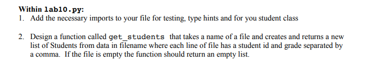 Solved Within Lab10 Py 1 Add The Necessary Imports To Your