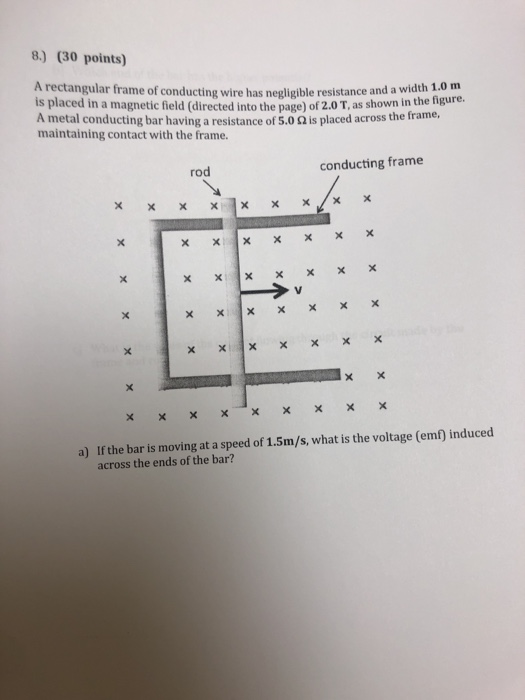 Solved 8.) (30 points) A rectangular frame of conducting | Chegg.com